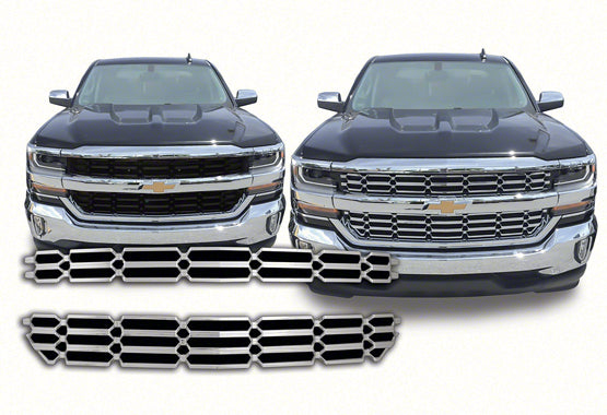 2019 Chevy Silverado Legacy 1500 chrome mesh grille grill insert overl ...