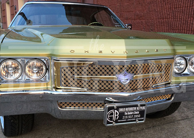 1971 Chevy Caprice Impala Chrome Mesh Grill Gold Triple Weave Grille 3 ...