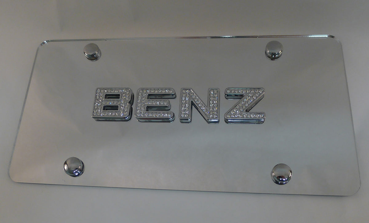 Mercedes Benz Chrome License Plate Cover w/ Chrome Iced Out Swarovski ...