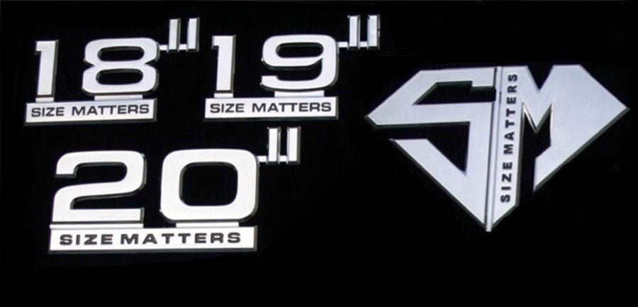 19" Inch Size Matters Chrome Emblem Wheel Size Badge – The Bling King